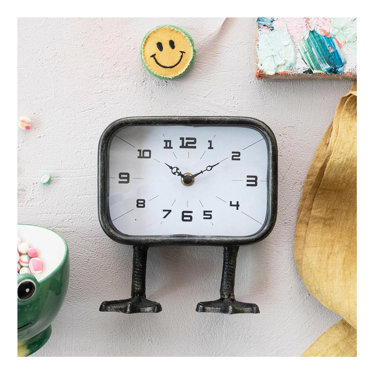 Metal Clock with Duck Feet | Available at Leon & Lulu