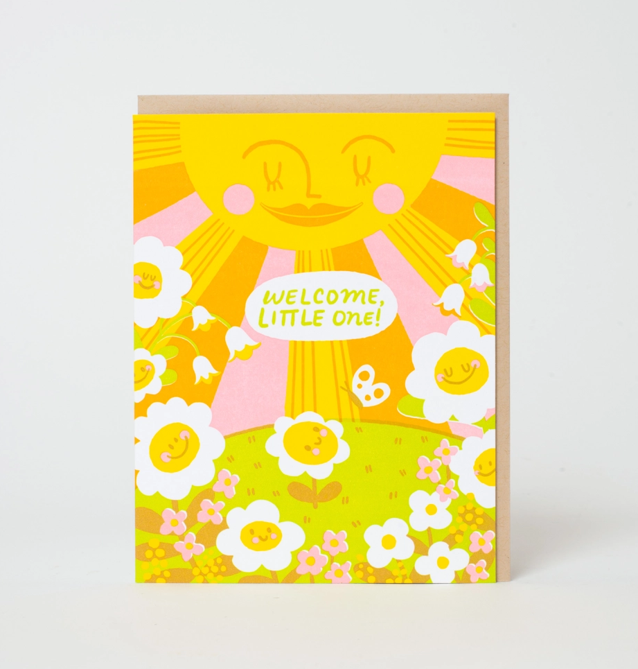 Welcome Baby Sun Greeting Card | Available at Leon & Lulu