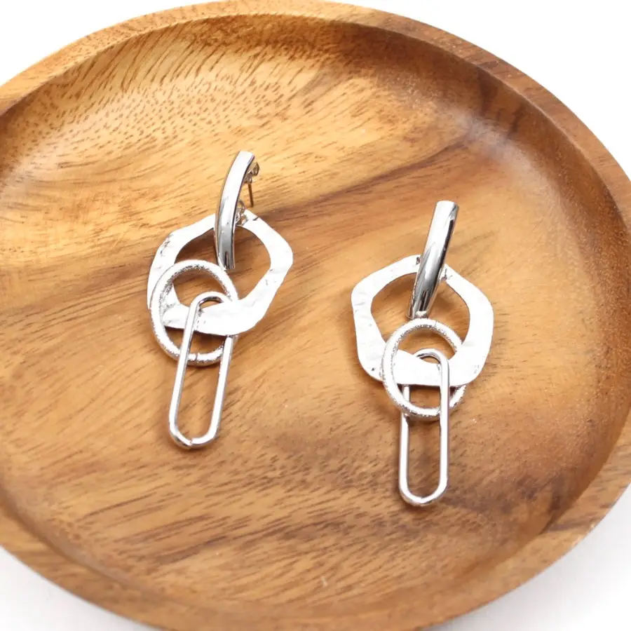 Triple Shape Link Earrings | Available at Leon & Lulu