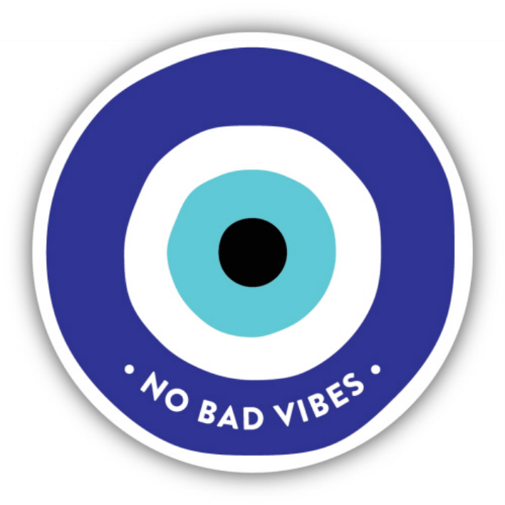 No Bad Vibes Evil Eye Sticker | Available at Leon & Lulu