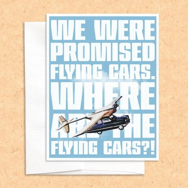 Flying Cars Blank Greeting Card | Available at Leon & Lulu